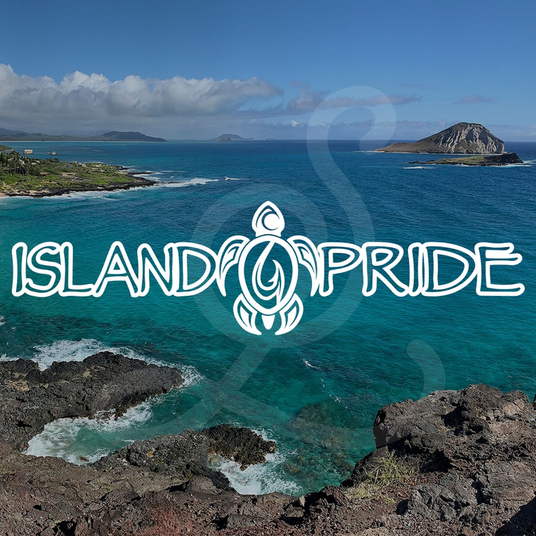 Island Pride Decal, Fish Hook Sea Turtle Decal, Beach Decal. Vinyl ...