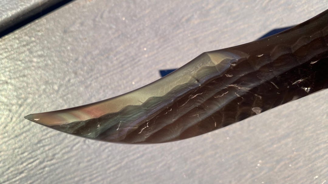 Aurora Rainbow Obsidian Dagger Ritual Cord Cutting Knife From Knapped ...