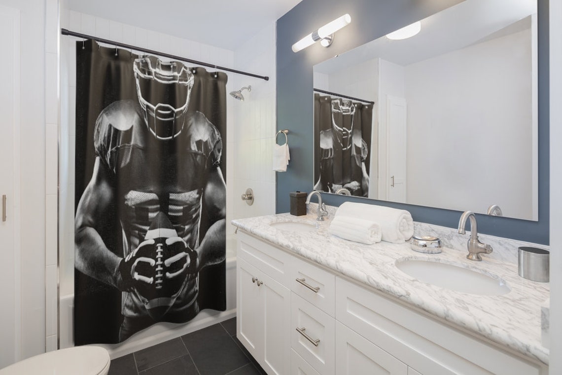 Football Player Shower Curtain – Sports Fan Bathroom Decor - Etsy
