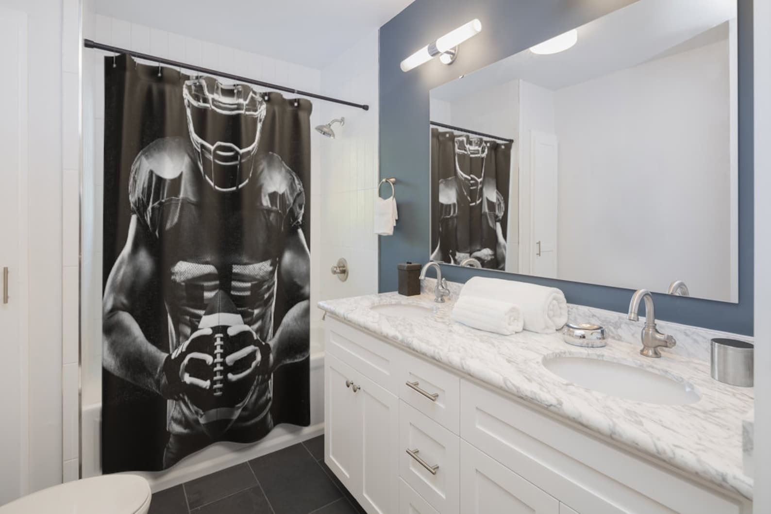 Football Player Shower Curtain – Sports Fan Bathroom Decor - Etsy