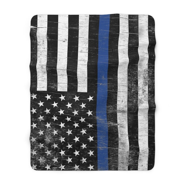 Thin Blue Line Crochet Throw - Etsy