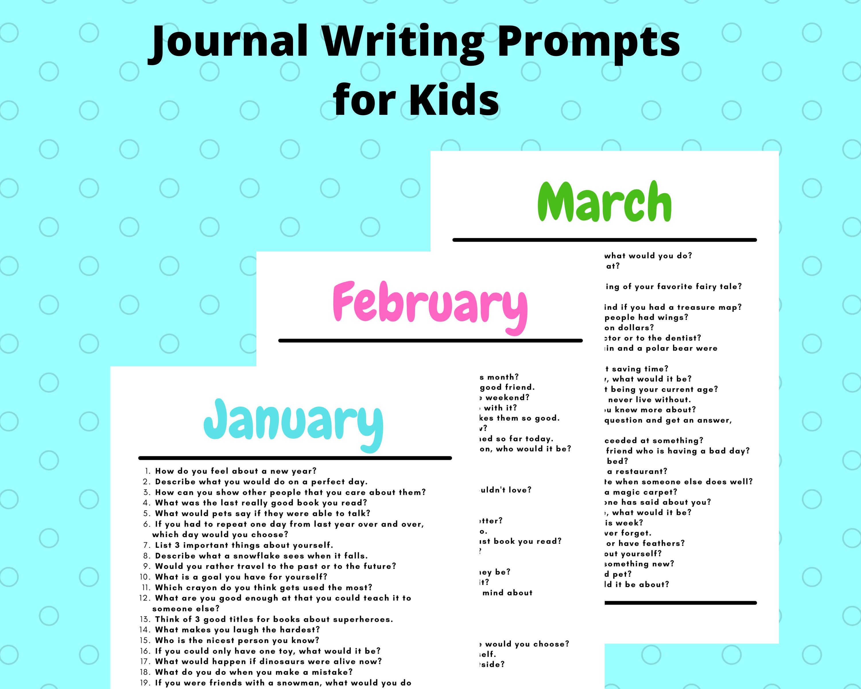 Journal Writing Prompts for Kids Printable - Etsy