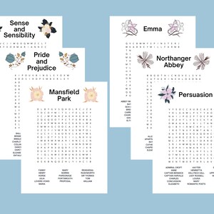 Jane Austen Word Search Puzzles - Etsy