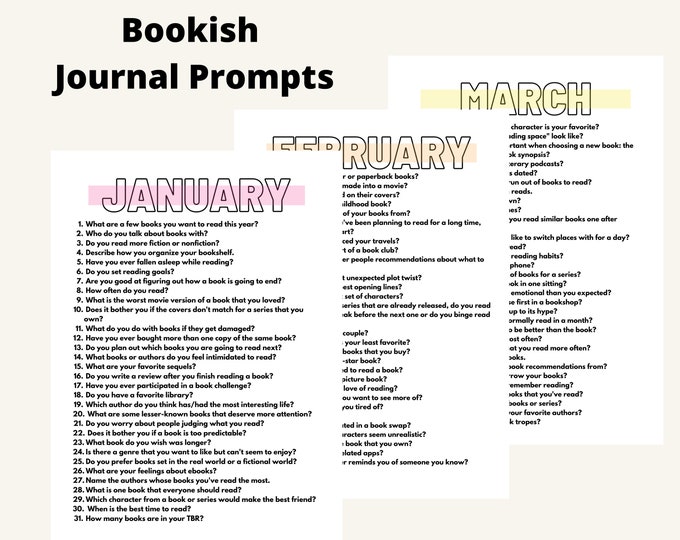 Printable: A Year of Journal Prompts - B&W - Etsy Canada