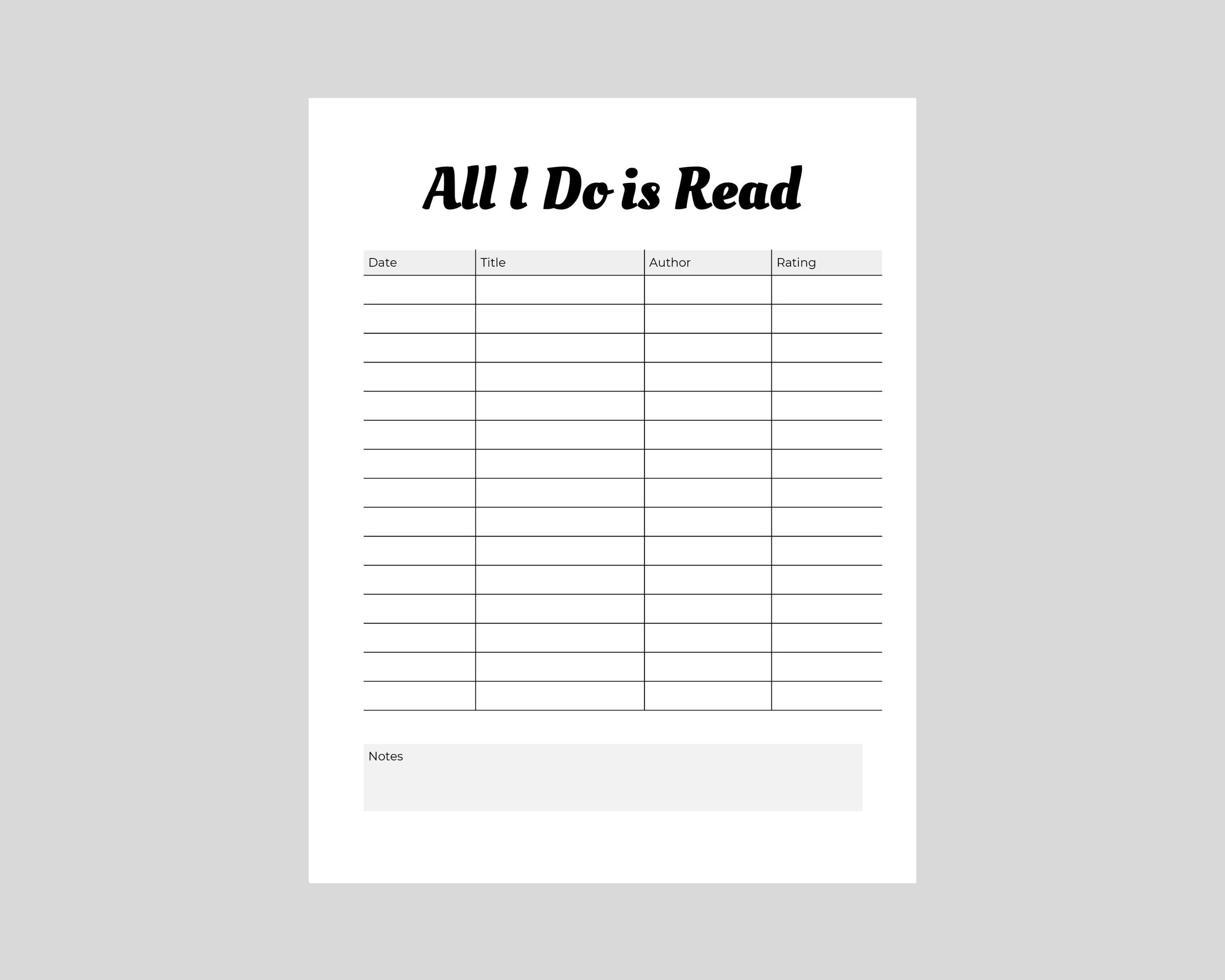 Reading Log Book Tracker Printable - Etsy