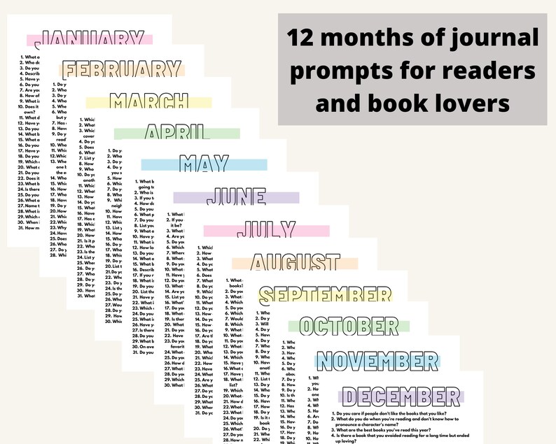 Printable Bookish Journal Prompts: 365 Reading Journal Prompts for Book ...