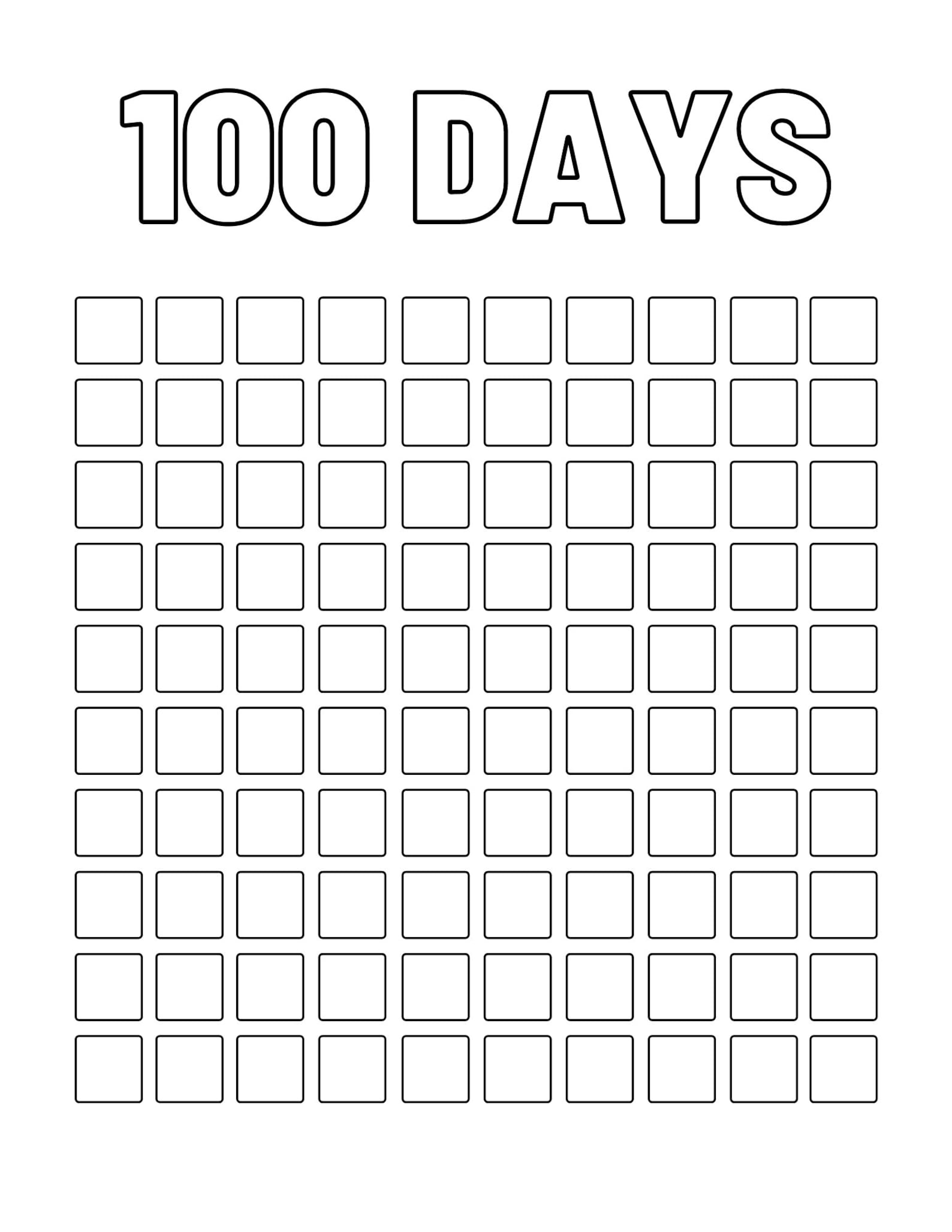 100 Day Habit Tracker Checkbox Printable - Etsy