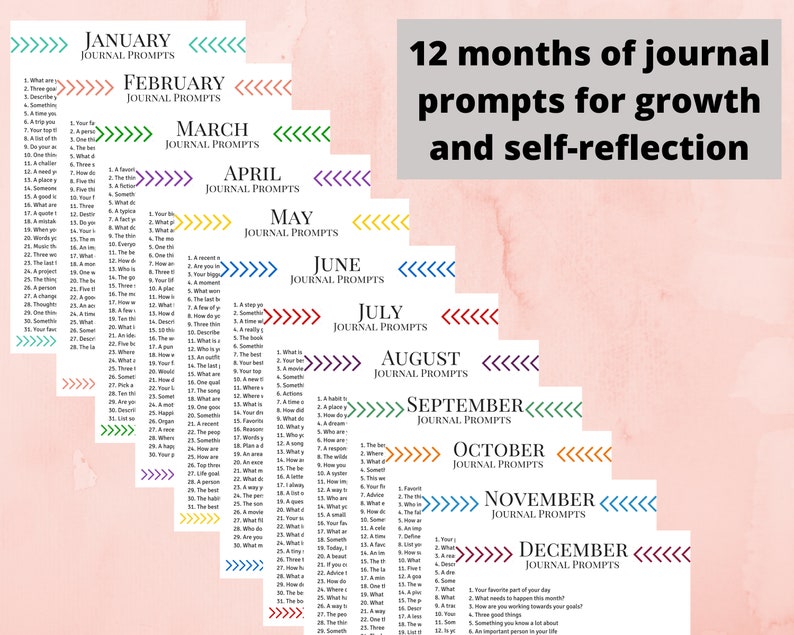 Printable: A Year of Journal Prompts - Color - Etsy