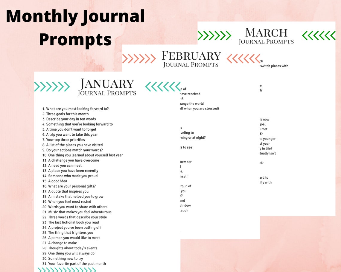 Printable: A Year of Journal Prompts - Color - Etsy