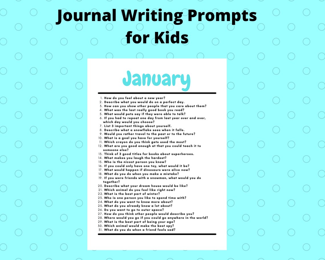 Journal Writing Prompts for Kids Printable - Etsy