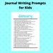 Journal Writing Prompts for Kids Printable - Etsy
