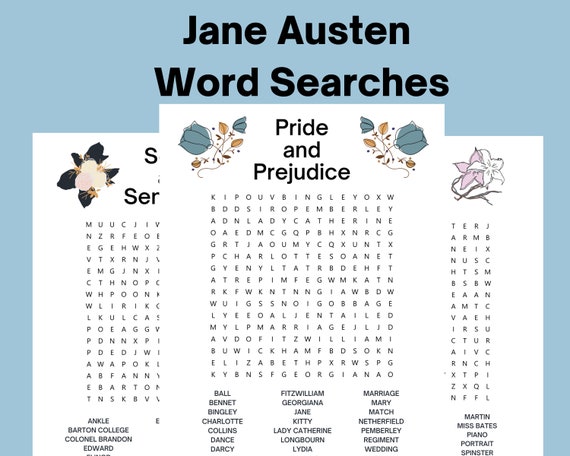 Jane Austen Word Search Puzzles | Etsy Australia