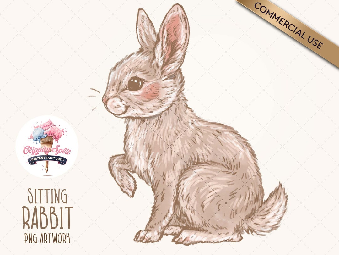 Sitting Bunny Clipart, Bunny PNG, Neutral Easter Clipart, Bunny Rabbit ...