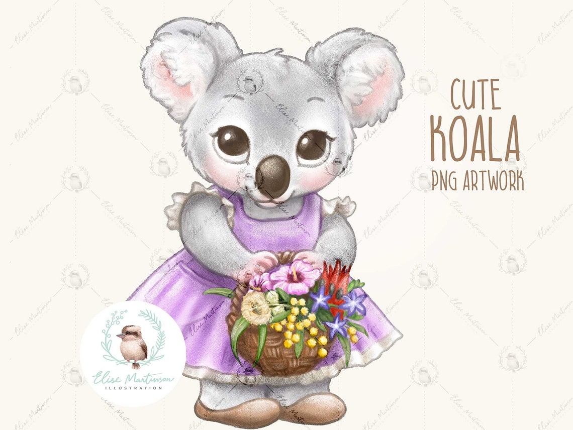 Cute Koala Clip Art Koala PNG Illustration Koala Clipart for | Etsy