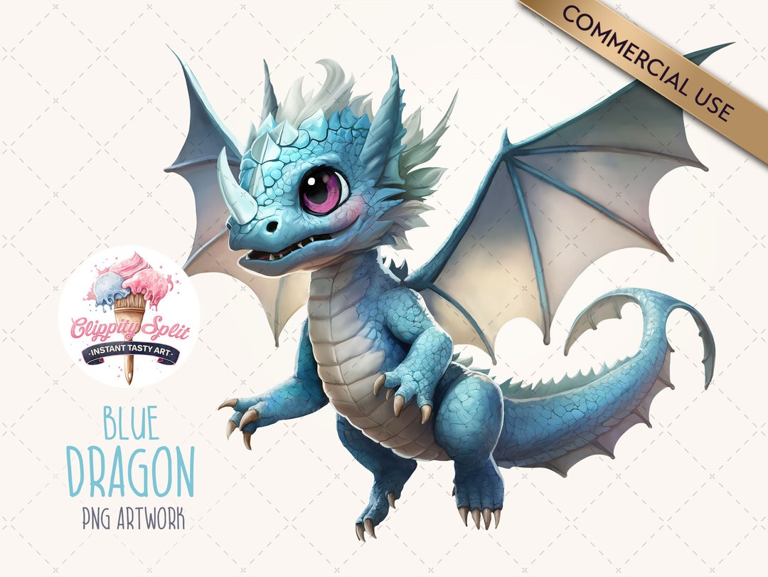 Blue Water Dragon Clipart | Cute Flying Dragon Character PNG | for ...