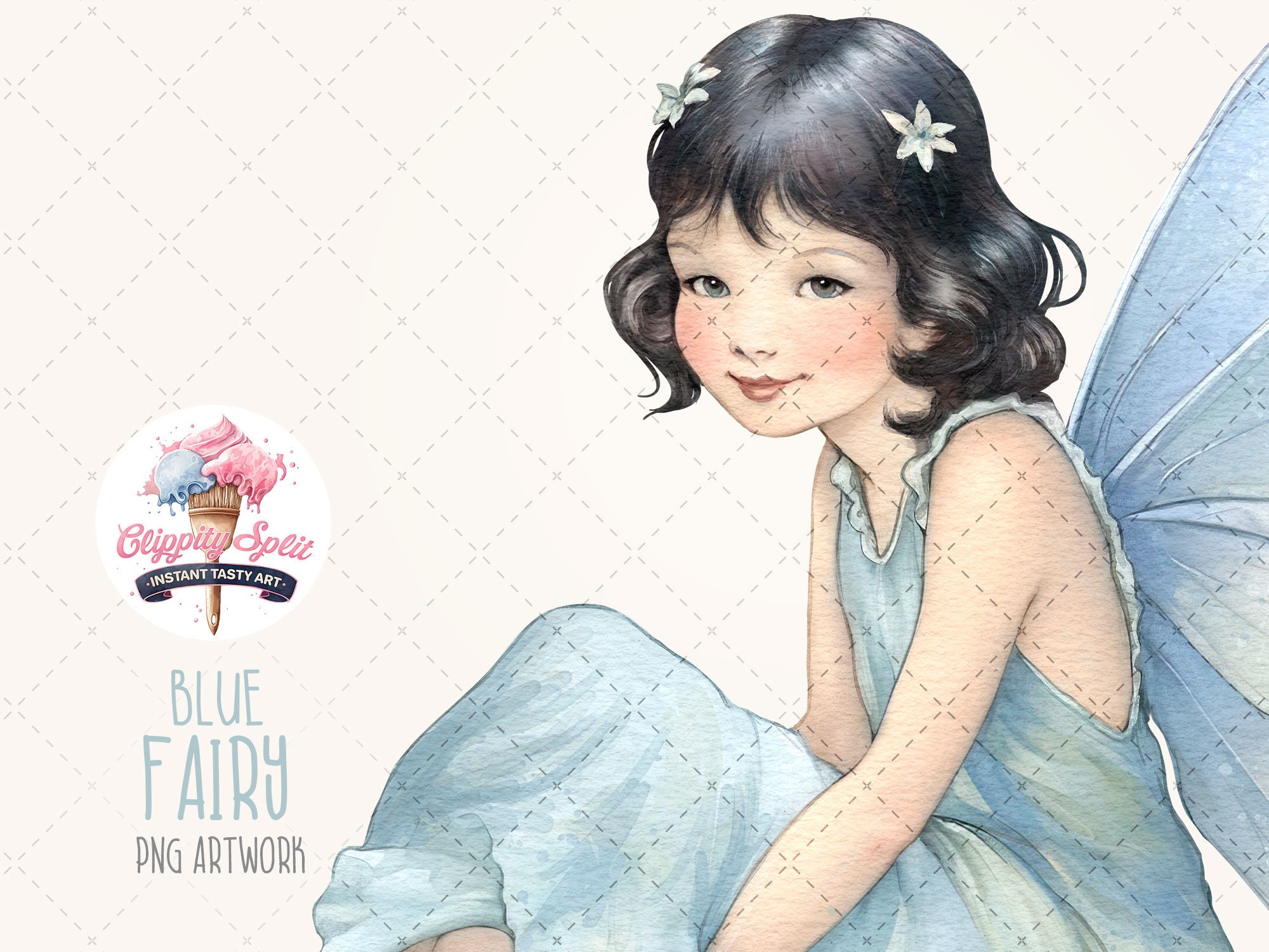 Blue Fairy Clipart Watercolor PNG of Little Girl Fairy in - Etsy