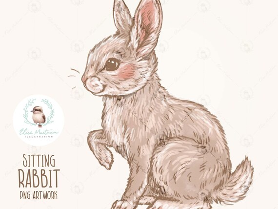 Sitting Bunny Clipart Bunny PNG Neutral Easter Clipart - Etsy