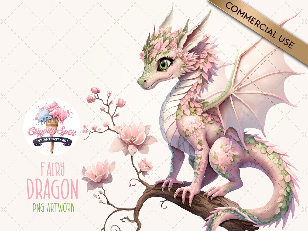 Pink Fairy Dragon PNG Clipart for Girls Party Invites and Kids Products ...