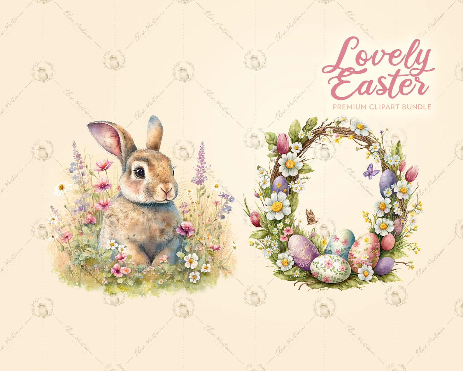 Easter Clipart Watercolor Easter Bunny Clip Art for Easter - Etsy