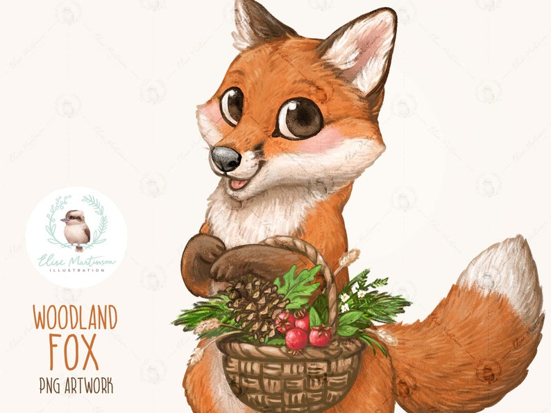 Cute Woodland Fox Clipart Fox PNG Illustration Woodland - Etsy