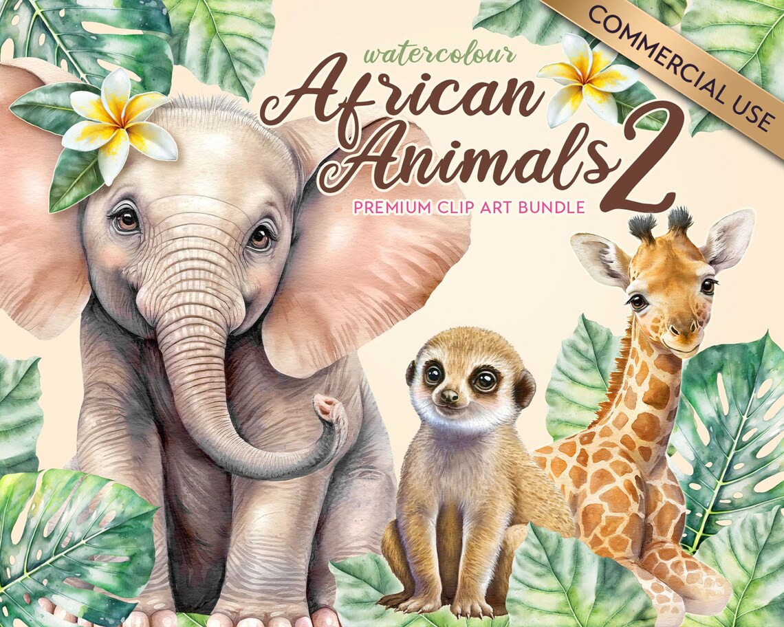 Safari Animal Clipart African Animals Detailed & High - Etsy
