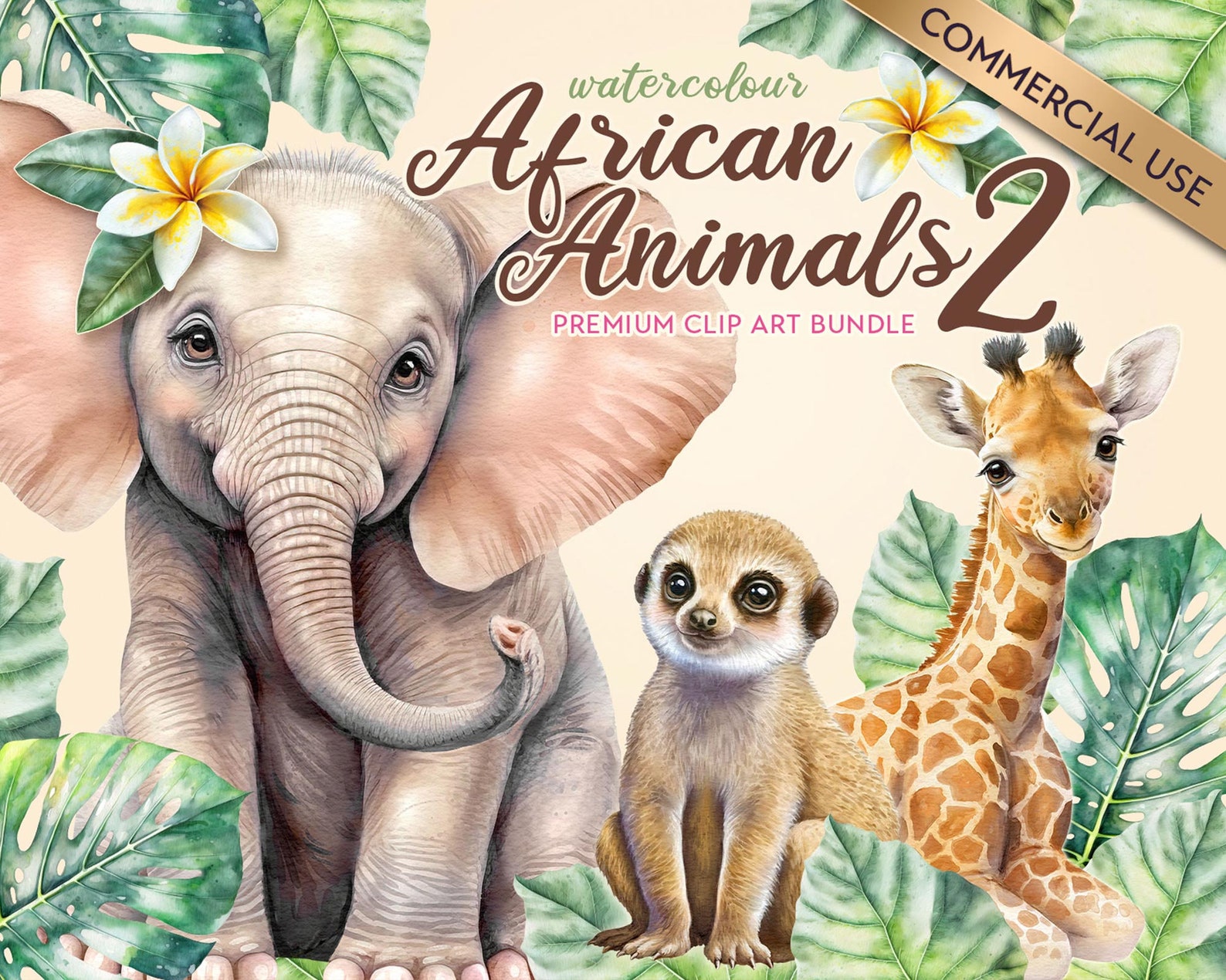 Safari Animal Clipart African Animals Detailed & High - Etsy