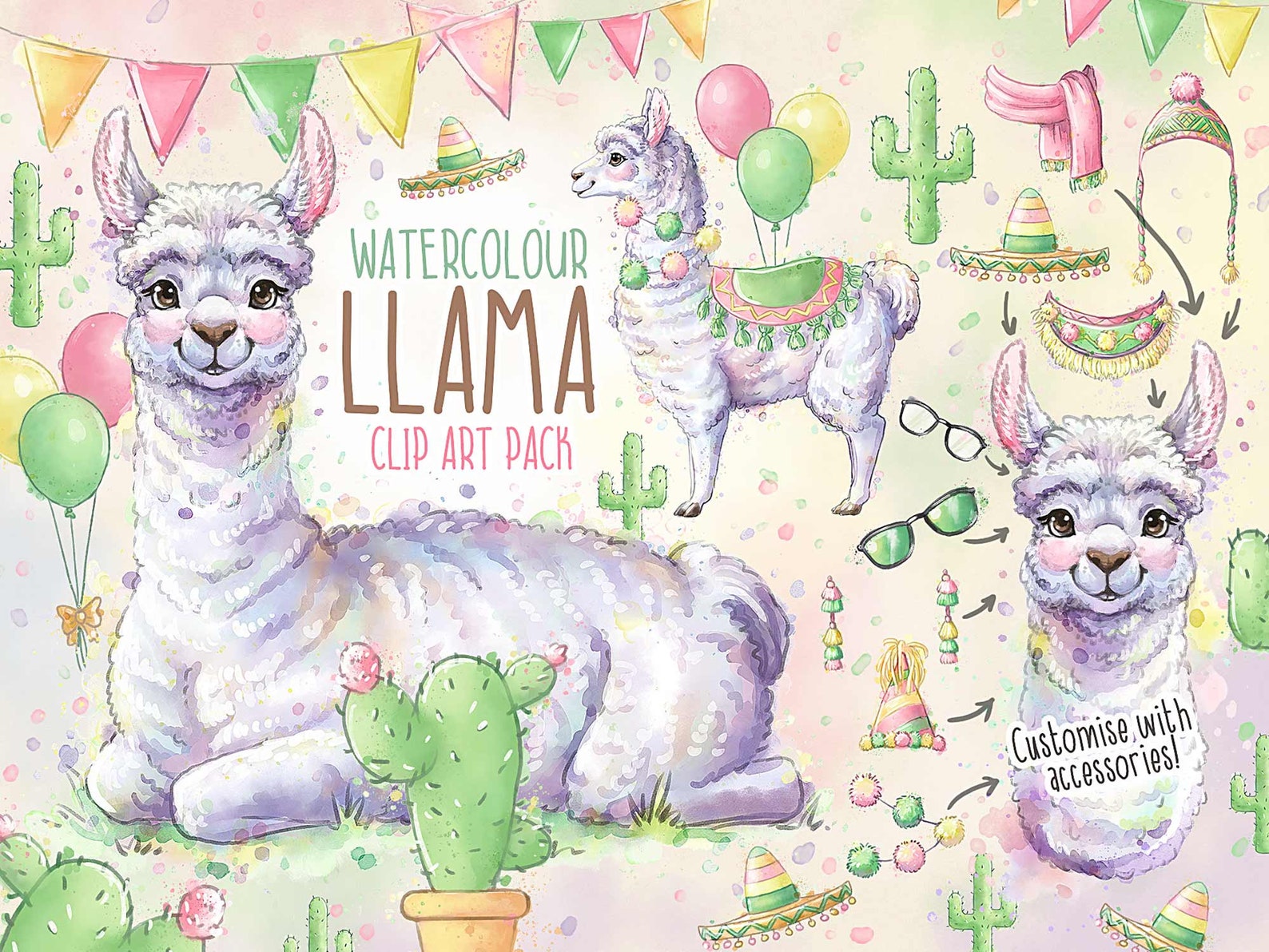 Llama Clipart Watercolor Llama PNG Llama Clip Art Llama - Etsy