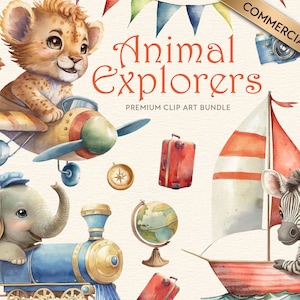 Cute Sailor Animal Clipart, Nautical Nursery Clipart, Ocean Clipart ...