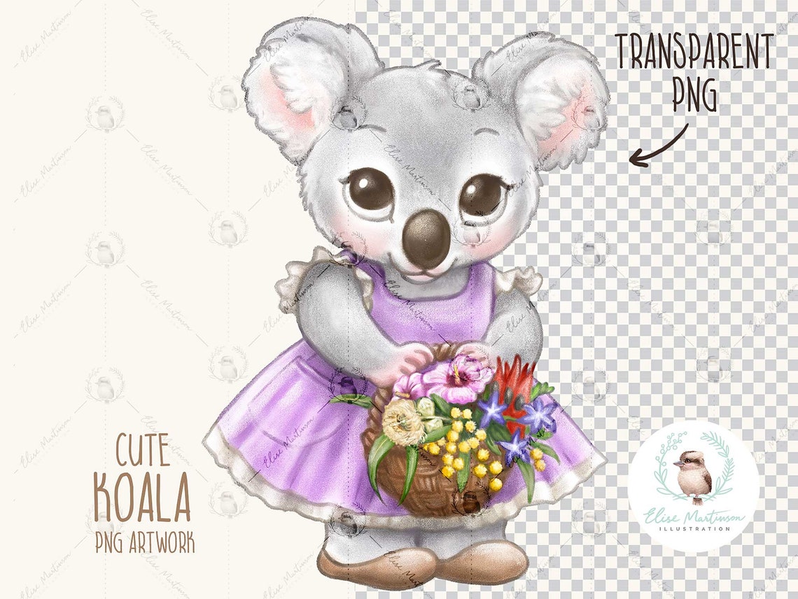 Cute Koala Clip Art Koala PNG Illustration Koala Clipart for | Etsy