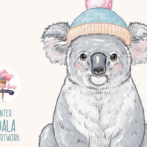Australian Winter Clipart of Cute Koala, Koala PNG Illustration, Winter ...