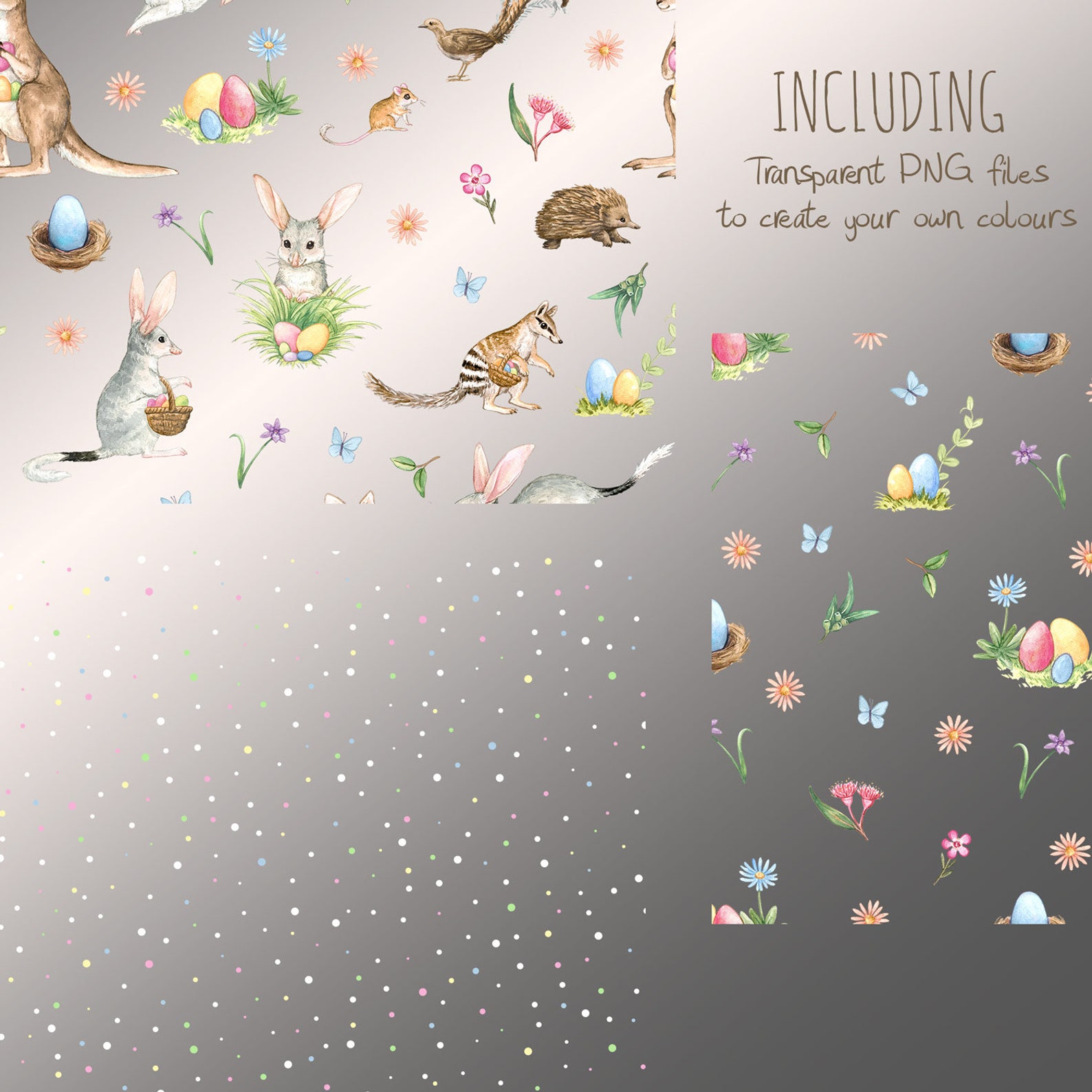 Australian Easter Bilby Clipart, Seamless Repeat Pattern (digital ...