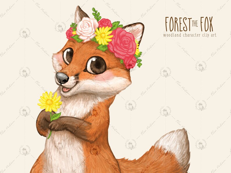 Cute Fox Clipart Woodland Clipart Fox Illustrations Fox - Etsy