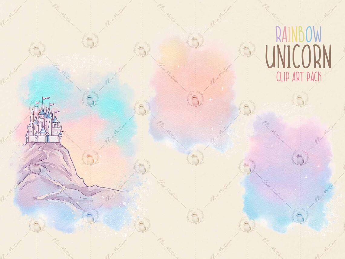 Rainbow Unicorn Clipart PNG Bundle Pretty Watercolor Unicorn - Etsy