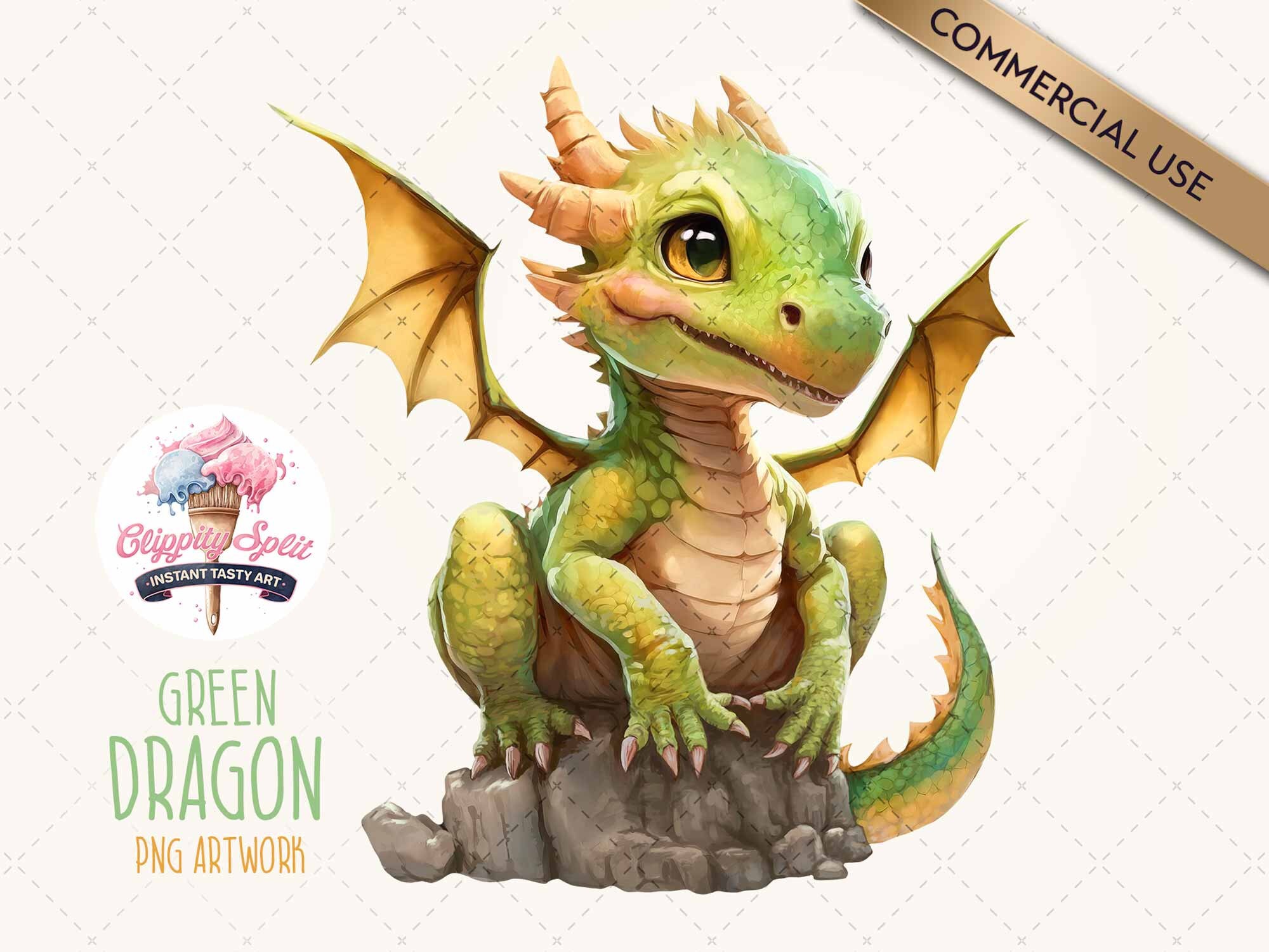 Cute Green Dragon PNG Clipart for Invitations Printables and - Etsy