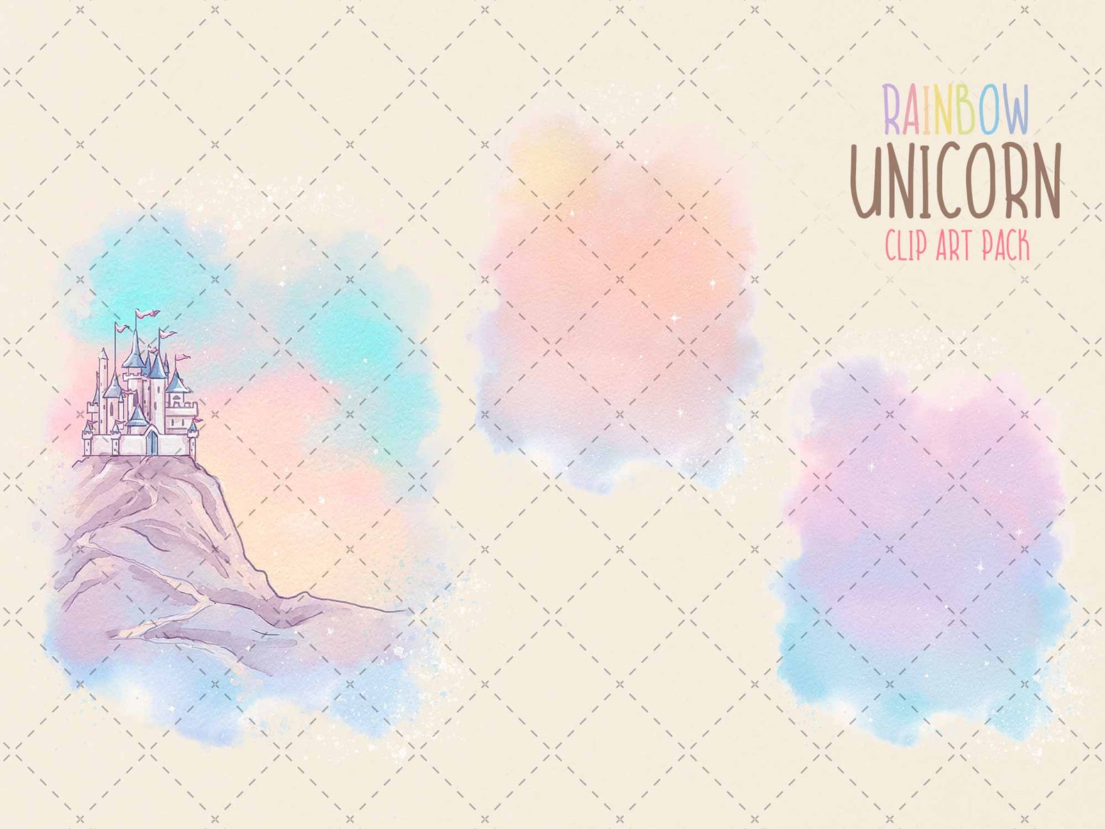 Rainbow Unicorn Clipart PNG Bundle Pretty Watercolor Unicorn - Etsy