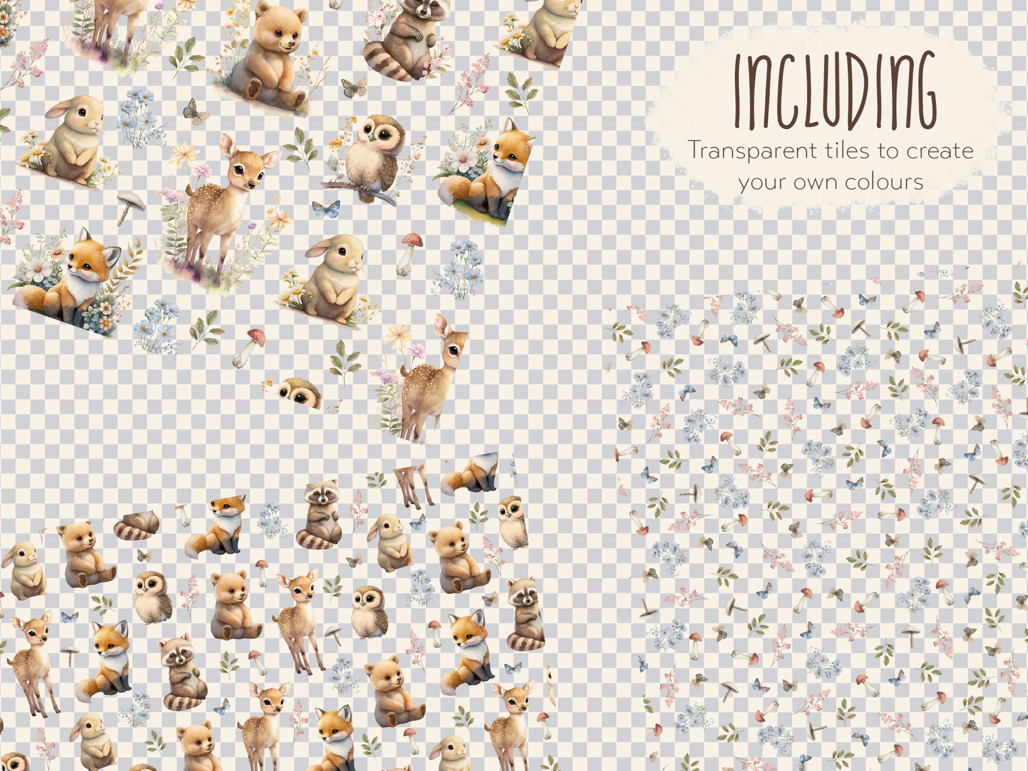 Woodland Digital Papers, Boho Animal Seamless Pattern Repeat, Perfect ...