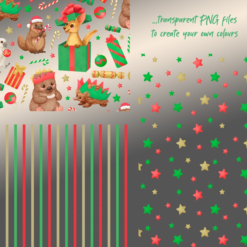 Australian Christmas Seamless Pattern Clip Art Cute | Etsy
