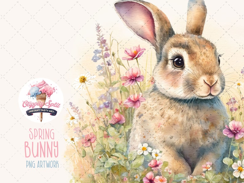Floral Spring Rabbit PNG Clipart Perfect for Easter Projects & - Etsy