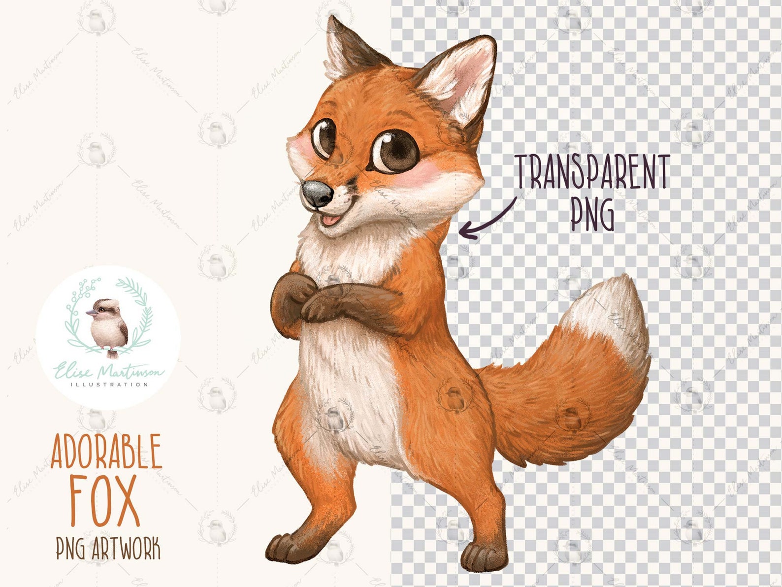 Cute Fox Clipart Fox PNG Illustration Woodland Animal Fox - Etsy