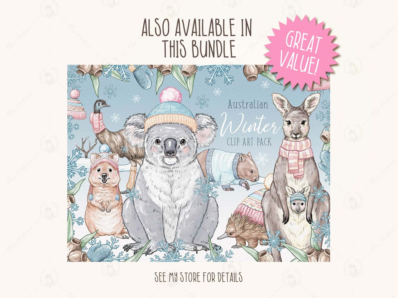Australian Winter Clipart of Cute Koala Koala PNG - Etsy