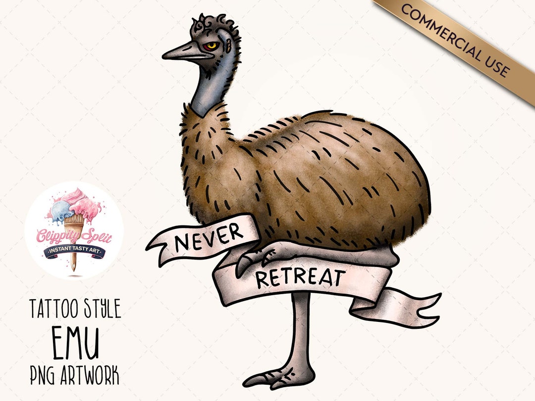 Emu Tattoo Clipart, Emu PNG, Vintage Tattoo PNG, Retro Tattoo ...