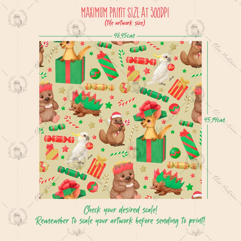 Australian Christmas Seamless Pattern Clip Art Cute | Etsy