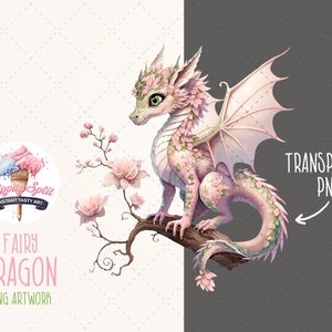 Pink Fairy Dragon PNG Clipart for Girls Party Invites and Kids Products ...