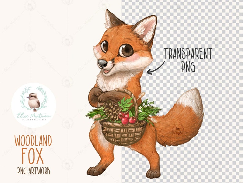 Cute Woodland Fox Clipart Fox PNG Illustration Woodland - Etsy