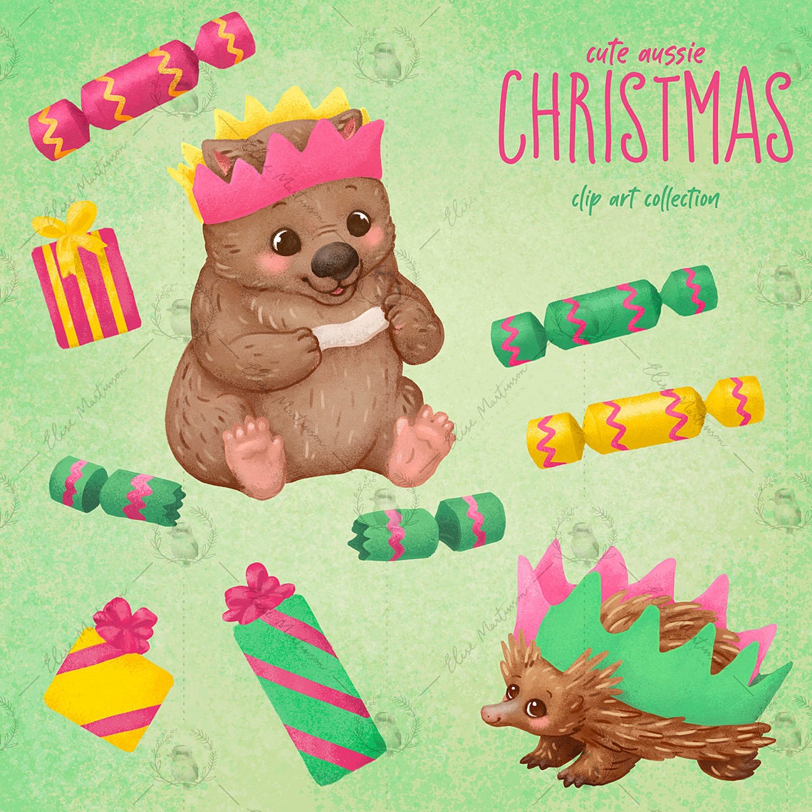 Australian Christmas Clipart Cute Aussie Animal Clip Art - Etsy Australia