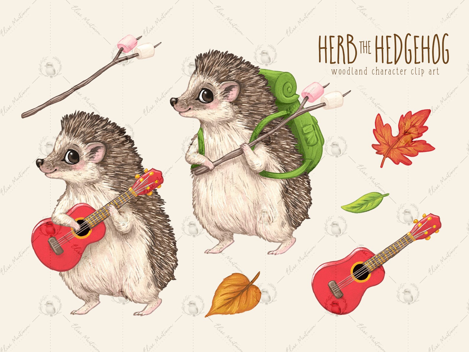 Woodland Clipart of Hedgehog Cute Hedgehog Clipart Hedgehog - Etsy