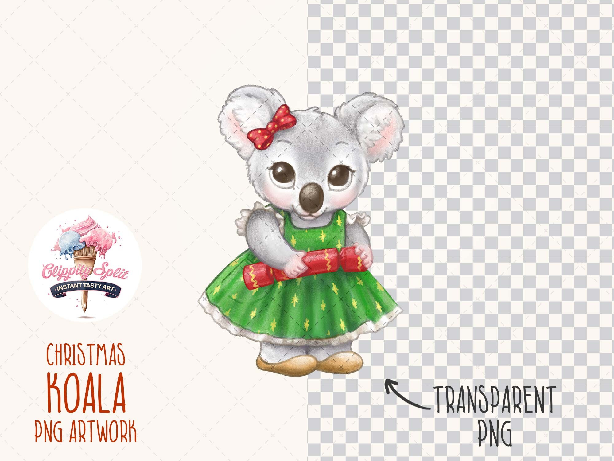 Cute Australian Christmas Koala Clipart Aussie Christmas Clip - Etsy