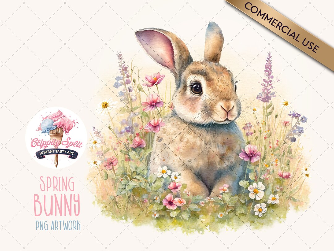 Floral Spring Rabbit PNG Clipart Perfect for Easter Projects ...