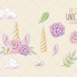 Rainbow Unicorn Clipart PNG Bundle, Pretty Watercolor Unicorn PNG ...