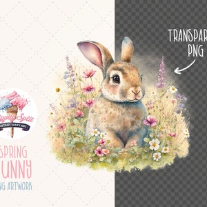 Floral Spring Rabbit PNG Clipart Perfect for Easter Projects ...